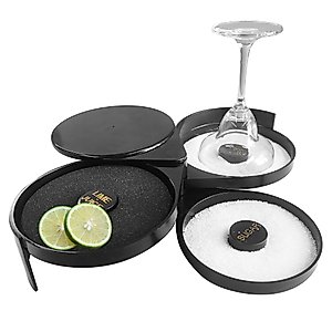 3-Tiers Margarita Salt Rimmer Set,Margarita Rim Sugar Set, Salt and Sugar Container for Bar, Bar Tools,Cocktail Accessories, Bartender Mountings