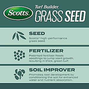 Scotts Turf Builder Grass Seed Dense Shade Mix with Fertilizer and Soil Improver, Grows With Little Sunlight, 2.4 lbs.