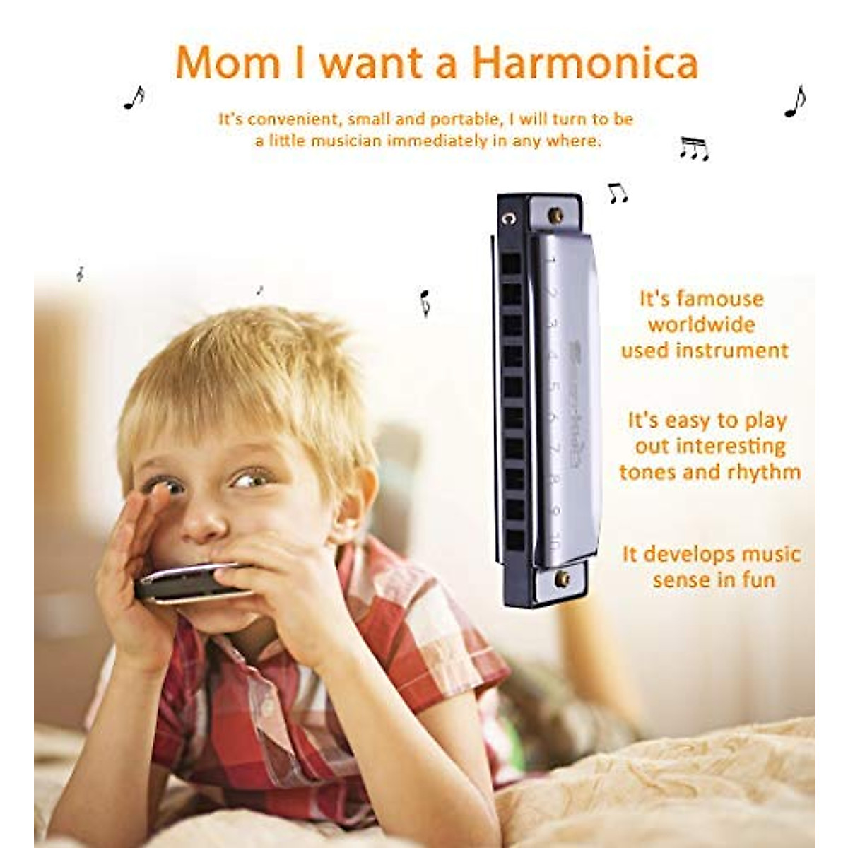 Smarkids Wooden Xylophone for Kids & Harmonica Set - Professional Kids Musical Instruments Set Percussion Instruments with Mallets Award Winning Preschool Learning Musical Toys Birthday Gifts