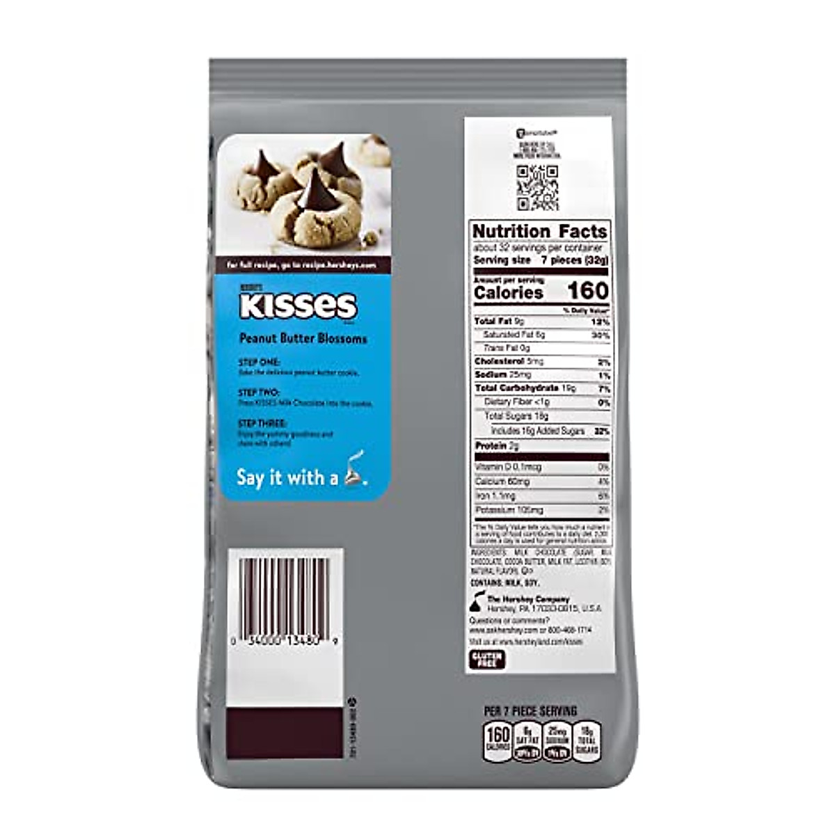 HERSHEY'S KISSES Milk Chocolate Silver Foil, Easter Candy Bulk Party Pack, 35.8 oz