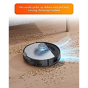 ILIFE V8s Robot Vacuum and Mop Combo, Big 750ml Dustbin, Enhanced Suction Inlet, Zigzag Cleaning Path, LCD Display, Schedule, Self-Charging Robot Vacuum Cleaner, Ideal for Hard Floor and Pet Hair.