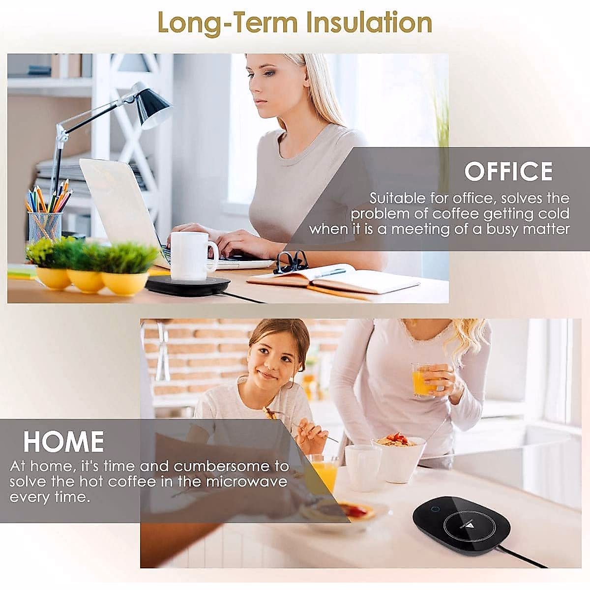 Coffee Mug Warmer, Smart Cup Warmer for Desk with Auto Shut Off, Electric Beverage Warmer, Candle Wax Cup Warmer Heating Plate for Women Valentine's Day Gifts Tea, Water, Cocoa