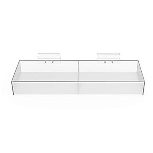FixtureDisplays® Clear Acrylic Bin Transparent Plexiglass Organizer Tray Slatwall Basket 16.5W X 5.5D X 2.5"H Double Slot Plexiglass Holder Removalbe Hook 11709-15CNEW