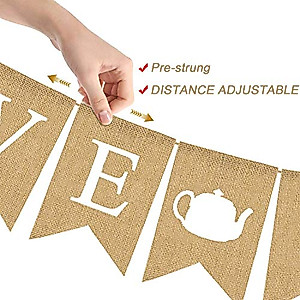 Rainlemon Jute Burlap Love is Brewing Banner Tea Coffee Themed Bridal Shower, Wedding, Engagement Party Garland Decoration