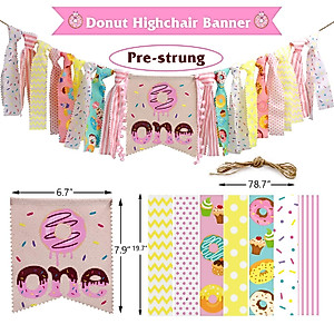 Vansolinne Donut 1st Birthday Party Decorations Kit, Sweet One High Chair Banner Donut Grow Up Photo Booth Props Party Supplies Cake Topper First Birthday Gifts and Souvenir for Baby Girl