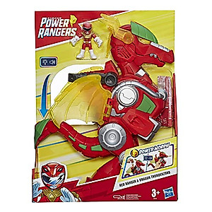 Power Rangers Playskool Heroes Red Ranger & Dragon Thunderzord, 3" Action Figure, 14" Zord, Lights & Sounds, Collectible Toys for Kids Ages 3 & Up