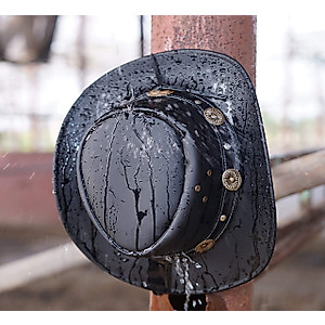 Showerproof Outback hat Also Worn as Leather Cowboy hat, Australian Hats for Men & Women Black
