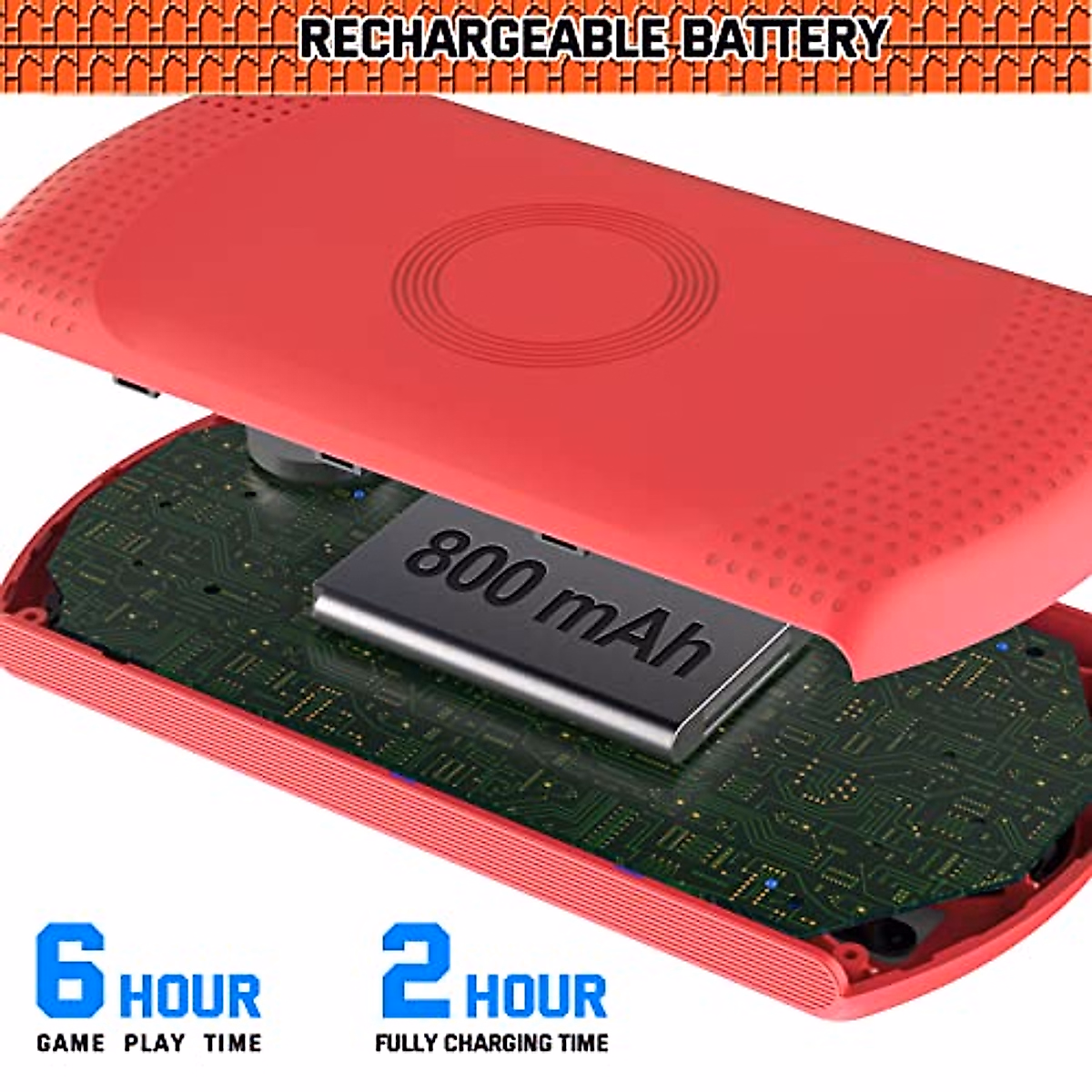 JAMSWALL Handheld Game Console, 500 Classical FC Games 3.5-Inch Screen 1020mAh Rechargeable Battery Portable Retro Video Game Console Support for Connecting TV and Two Players (Red)