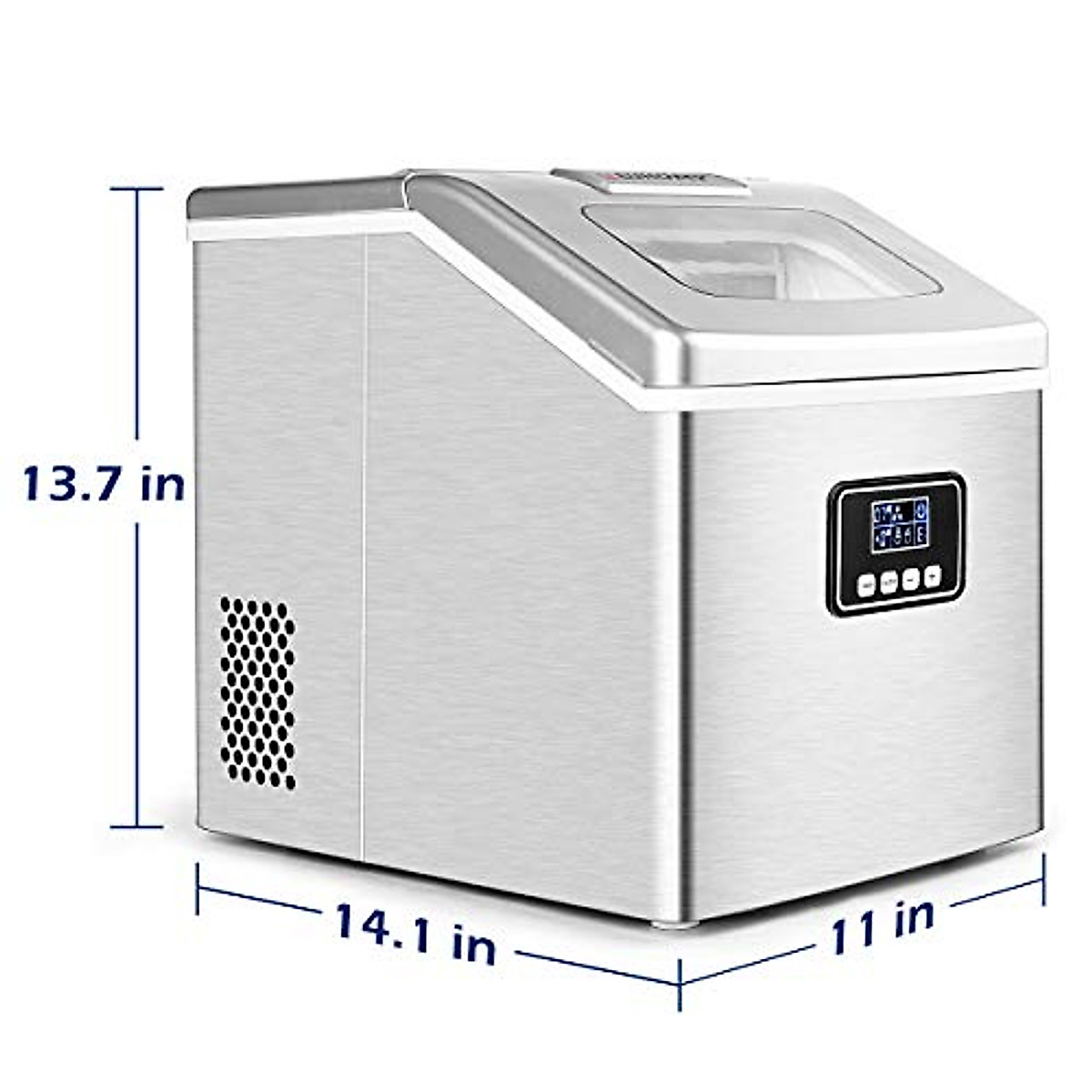 EUHOMY Ice Maker Machine Countertop, 40Lbs/24H Portable Compact Ice Cube Maker, With Ice Scoop & Basket, Perfect for Home/Kitchen/Office/Bar (Sliver)