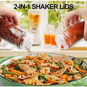 AISIPRIN Glass Spice Jars with 398 Labels-4oz 24 Pcs,Round Seasoning Jars with Bamboo Airtight Lids,Salt and Pepper Shakers Container Set -Shaker Lids, Funnel,Brush and Marker Included