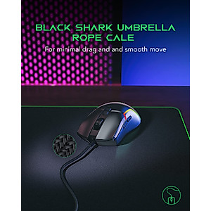 Black Shark Gaming Mouse Wired, USB Computer Ergonomic Mouse with 7 Adjustable DPI Up to 10,000, 7 Programmable Buttons, 5 Modes RGB Backlight, Optical Gamer Mice for Windows PC Laptop Mac