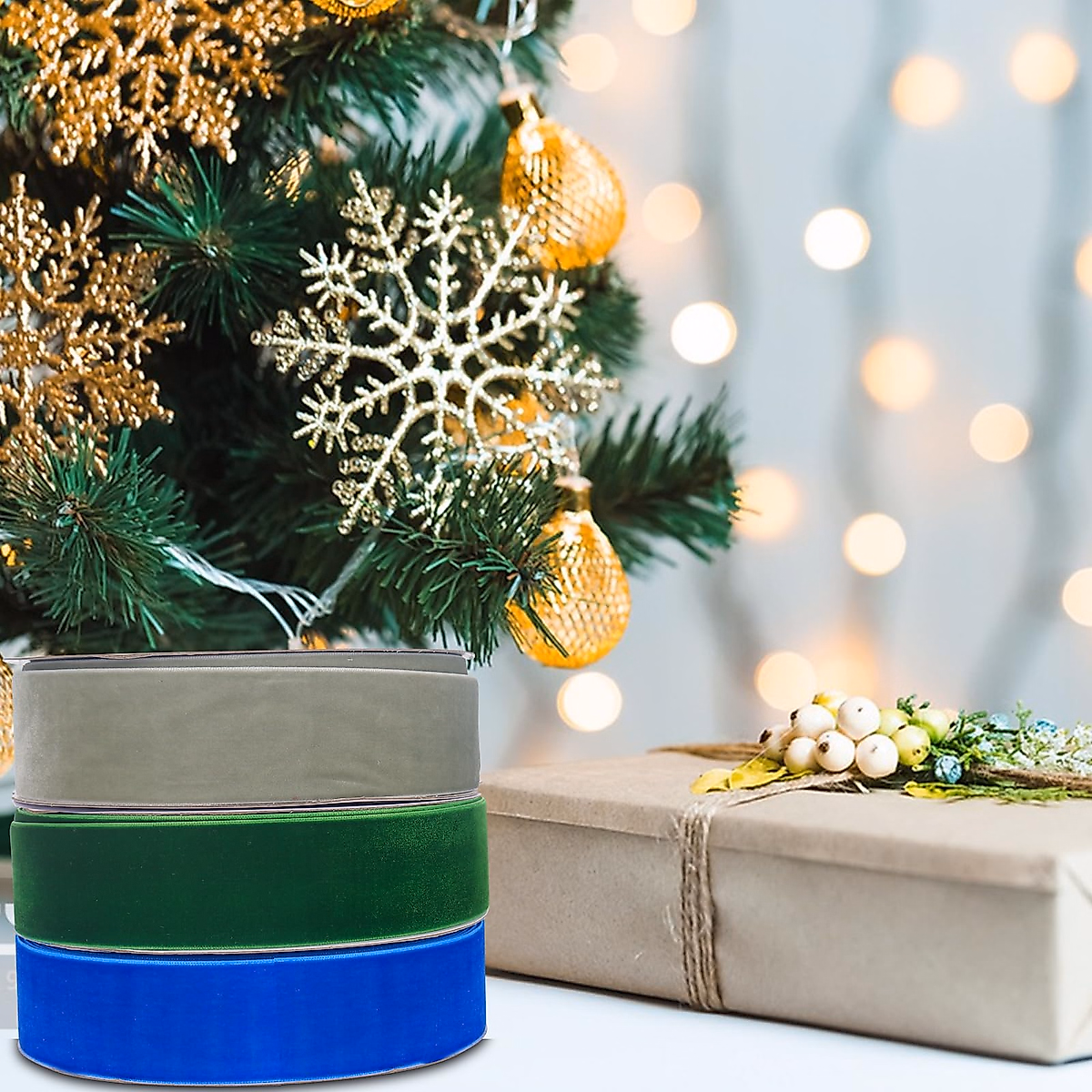 1.5" X 20 Yards Burgundy Velvet Ribbon for Christmas Tree Wreath Decoration Handmade Crafts Ornaments Gift Wrapping & Bow Making