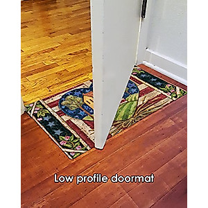 Toland Home Garden 800049 American Folk Heart Summer Door Mat 18x30 Inch Welcome Outdoor Doormat for Entryway Indoor Entrance