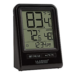 La Crosse Technology 308-1409BT-CBP Wireless Temperature & Humidity Station with Time , Black