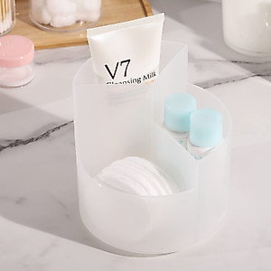 LoveBB 3 Slot Makeup Brush Organizer Holder - Plastic Cosmetics Brushes Pen/Pencil Storage Cup for Vanity Desk Countertops, Clear