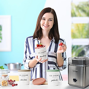 ZICOTO Set of 3 Reusable Ice Cream Containers 1 Quarts ea. - Perfect for Homemade Sorbet, Frozen Yogurt Or Gelato - Stackable Storage Pint Containers, Stickers And Lids Stores Easily In Freezer