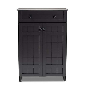 BOWERY HILL Wood 5-Shelf and Drawer Shoe Cabinet in Dark Gray