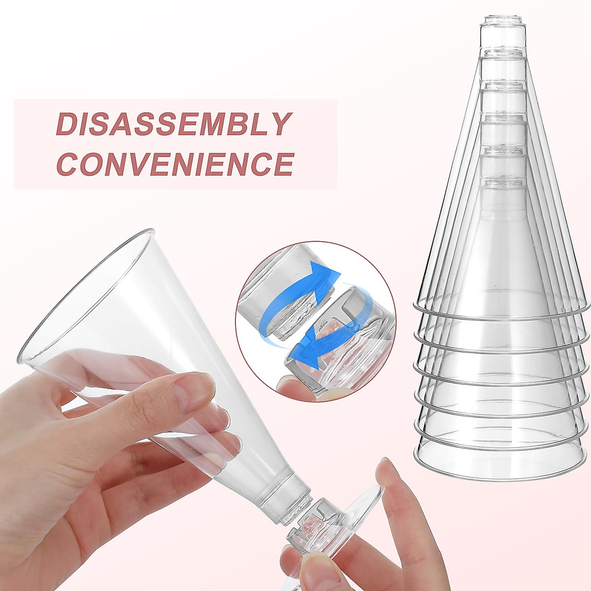 HawHawToys 40 Pack Clear Plastic Martini Glasses 6oz Disposable Cocktail Glasses Dessert Cups with Spoons,Reusable Cocktail Glasses Shooter for Party Champagne,Ice-Cream, Pudding and Trifle