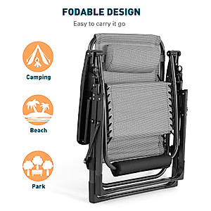 Artist hand Zero Gravity Chair, Oversize XL Outdoor Anti Gravity Chairs, Lawn Chaise, Patio Lounge Folding Adjustable Recliner with Detachable Soft Cushion, Adjustable Headrest, Foot Pad & Cup Holder