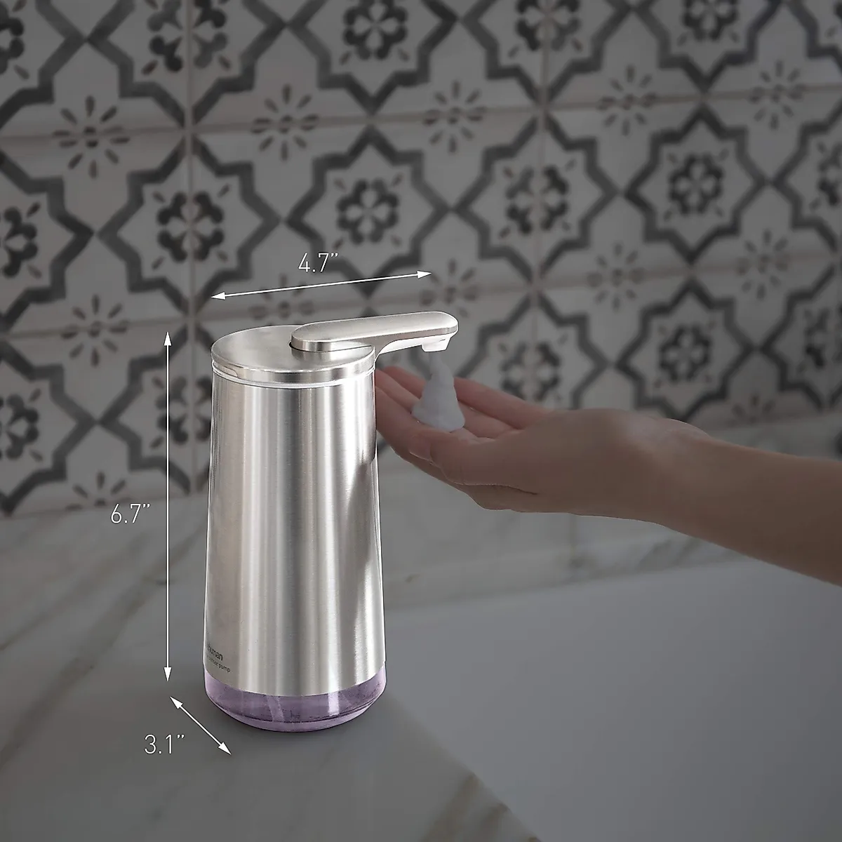 simplehuman pump Soap Dispenser, 9 oz. Rechargeable, Brushed