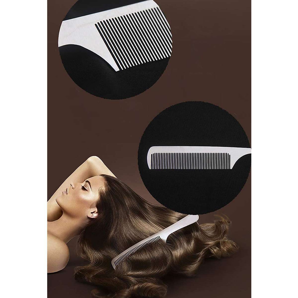 Stainless Steel Hair Combs Anti Static Fine Cutting Comb Wide Fine Teeth Comb Flat Top Comb Rat Tail Comb Barber Teasing Comb for Women Men Hair Types Styles