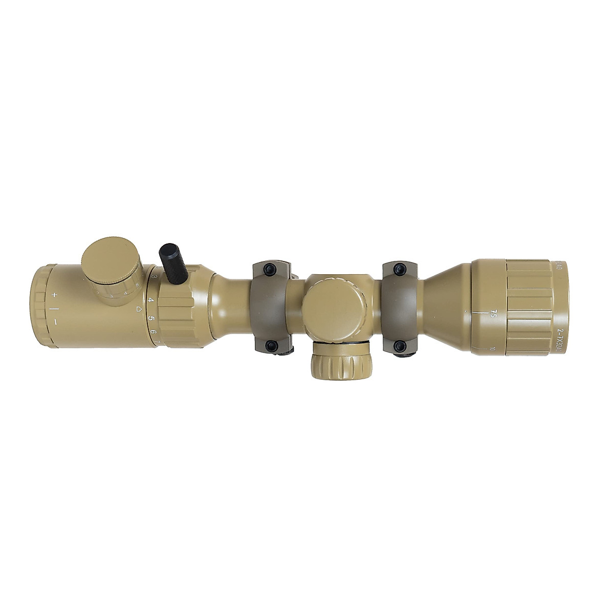 Monstrum 2-7x32 AO Rifle Scope | Flat Dark Earth | Monstrum Picatinny Scope Rings with Integrated Level Bubble | Bundle