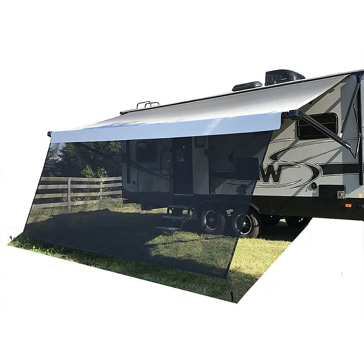 Tentproinc RV Awning Sun Screen Shade 8' X 16' 3'' Black Mesh Sunshade Complete Kits Motorhome Camping Trailer UV SunBlocker Canopy Shelter - 3 Year Warranty