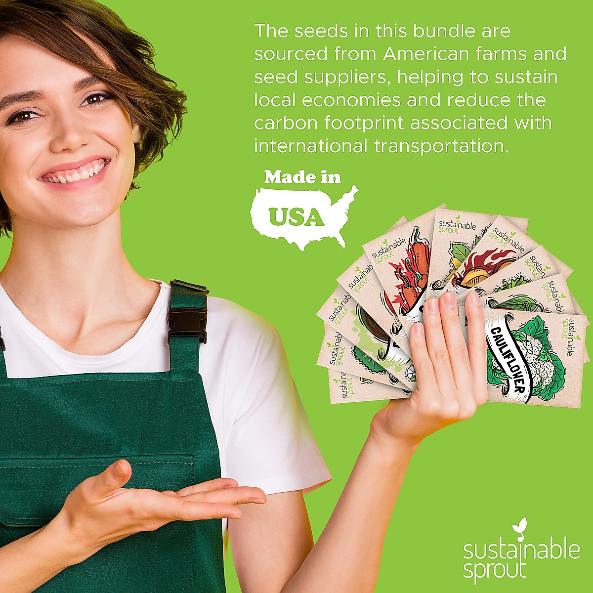 Sustainable Sprout Hot Pepper & Vegetable Seeds Bundle - Non GMO Hot Pepper Seeds 7 Pack and 20 Variety Pack Vegetable Seeds for Planting - Heirloom Variety Seed Packets For Indoor & Outdoor Gardening