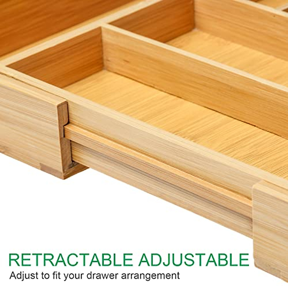 LUIGI HOUSE Extendable In-Drawer Bamboo Utensil Organizer