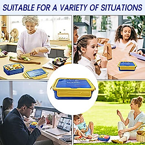 Rzmyencg Bento Lunch Box for Kids with Cutlery 1400ml Adult Bento Lunch Box Durable 3 Compartment Lunch Box for Kids, Suitable for School, Work Meals, BPA-Free Leak-Proof Bento Box (Blue)