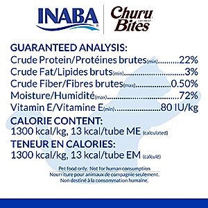 INABA Churu Bites for Cats, Grain-Free, Soft/Chewy Baked Chicken Wrapped Churu Filled Cat Treats with Vitamin E, 0.35 Ounces Each Tube| 24 Tubes Total (3 per Pack), Tuna with Salmon Recipe