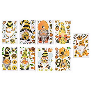 9Pcs Bee Festival Themed Stickers Lovely Electrostatic Window Stickers (Yellow) Home Decor for Celebration Party