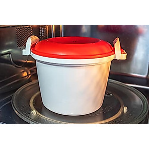 KitchenCraft Rice Cooker - Microwave Steamer, BPA Free Plastic, 1.5 Litre, White/Red