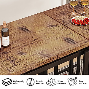 AWQM Dining Table and Stools Set of 4, Industrial Style 5-Piece Pub Table Set, Space Saving Dinette Table Set for Dining Room, Living Room, Kitchen, Apartment