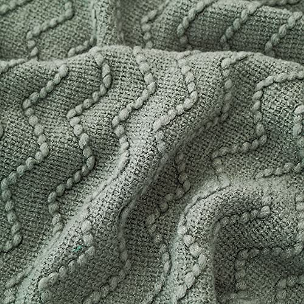 BATTILO HOME Sage Green Throw Blanket for Couch, Knitted Soft Sage Throw Blankets, Decorative Spring Green Blanket for Sofa Bed, 50"x60"