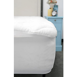 Pillowtex Waterproof Mattress Topper – Blend of Rayon Derived from Bamboo and Polyester, Silent, with Fitted Skirt, Mattress Protector - Cal King Size