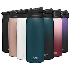 Simple Modern Insulated Thermos Travel Coffee Mug with Snap Flip Lid | Leakproof Reusable Stainless Steel Tumbler Cup | Gifts for Women Men Him Her | Kona Collection | 16oz | Riptide