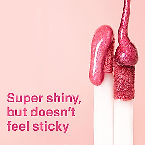 Almay Lip Gloss, Non-Sticky Lip Makeup, Holographic Glitter Finish, Hypoallergenic, 700 Flame, 0.9 Oz