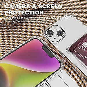Wuwedo for iPhone 14 Plus Clear Card Case, Protective Shockproof TPU Slim Wallet Phone Case with Card Holder