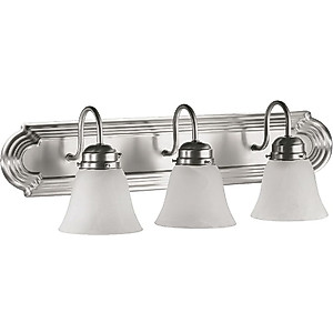 Quorum International 5094-3-165 Vanity Lights with Alabaster Swirl Glass Shades, Satin Nickel