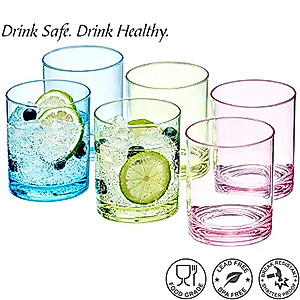 Amazing Abby - Probity - 12-Ounce Plastic Tumblers (Set of 6), Plastic Drinking Glasses, Mixed-Color Reusable Plastic Cups, BPA-Free, Shatter-Proof, Dishwasher-Safe