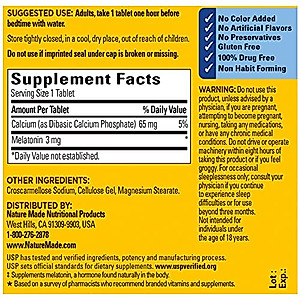 Nature Made Melatonin 3mg Tablets, 100% Drug Free Sleep Aid for Adults, 120 Tablets, 120 Day Supply