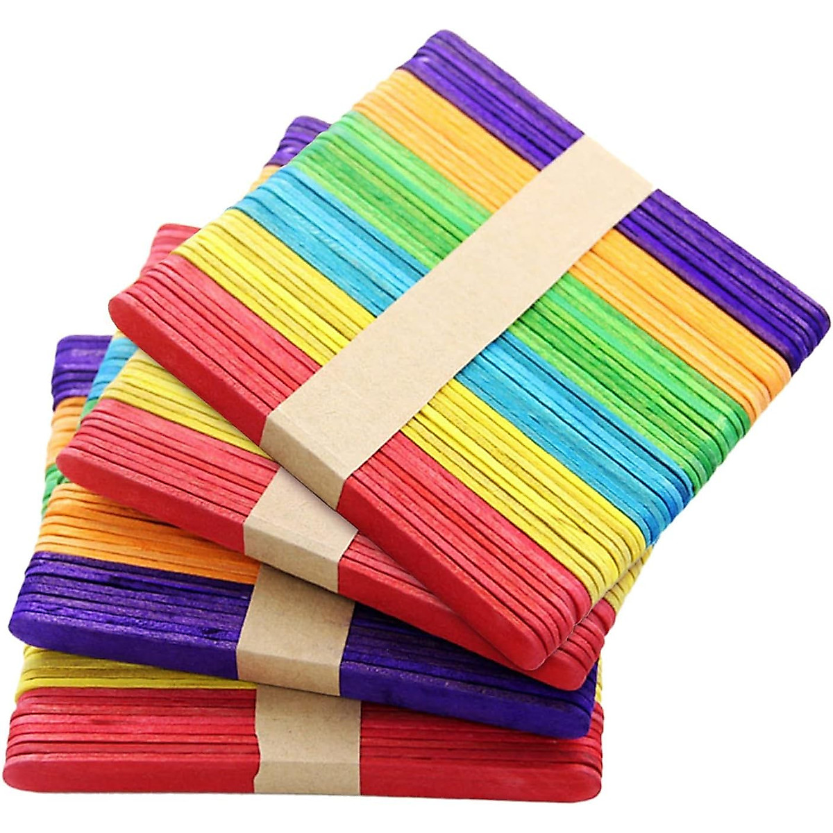 KTOJOY 200 Pcs Colored Wooden Craft Sticks Wooden Popsicle Colored Craft Sticks 4.5 inch Length Treat Sticks Ice Pop Sticks for DIY Crafts，Home Art Projects, Classroom Art Supplies