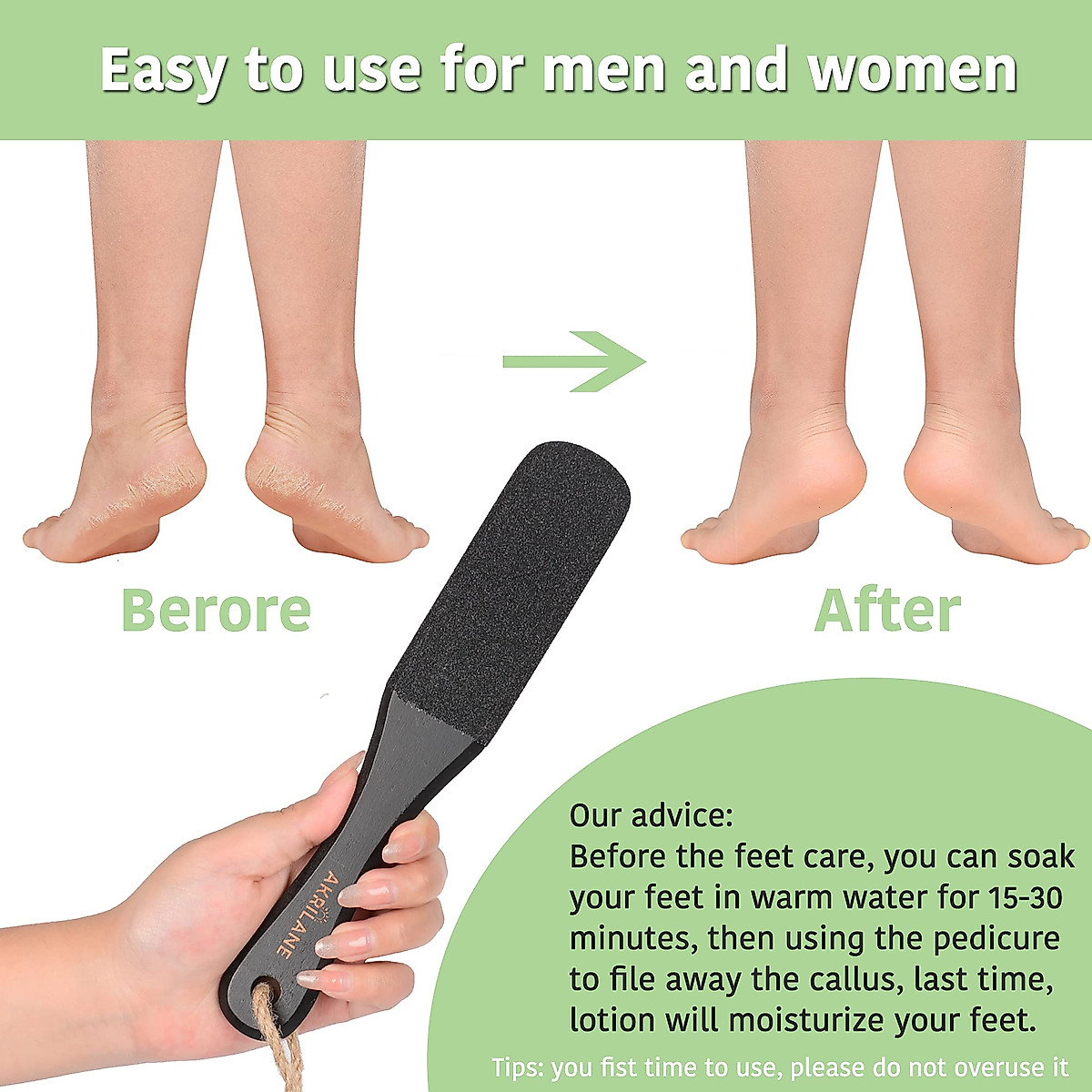 Foot File Scrubber Pumice Stone for Feet | Wooden Foot Callus Remover for Dead Skin | Spa Quality Exfoliator Pedicure Foot Scraper for Dead Skin