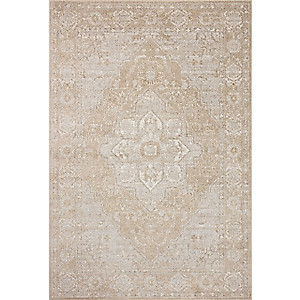 Loloi Odette Collection 6'-7" x 9'-6" Area Rug in Beige/Silver - Designer Long Runner Rug, Neutral Runner Rug for Hallways & Entryways, High-Traffic Area Rug