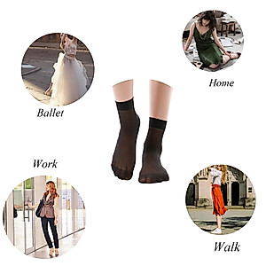 12 Pack Women's Ankle Nylon Silky Socks, High Sheer Stockings for Women, Girls, Office, Home Medium