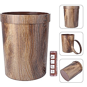 Veemoon for with Trash Room Kitchen Kitchenware Storage Bathroom Decorative College Living Wastebasket Wooden Gare Pattern Farmhouse Pail Cans Bamboo Waste Wood Plastic L Bag Dorm Garbage