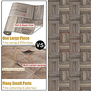 WIFEA Vinyl Flooring Roll, Vinyl Plank Flooring 23.6"x 118"/19 Sq.Ft, Unique Oak Texture Wear and Water Resistant Vinyl Flooring, 1.5mm Thickened Peel and Stick Floor Tiles for Any Room, Gray