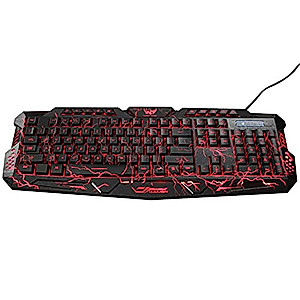 MDJEOE A878 114-Key LED Backlit Wired USB Gaming Keyboard with Cracking Pattern Black