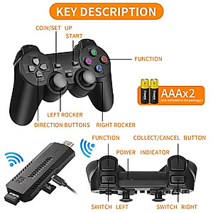 Wireless Retro Game Console, 128G Game Console with Built-in 40,000 Games, 40+ Emulators, Dual Wireless Controllers, Plug & Play Video Game Consoles, 4K HDMI Nostalgia Stick Game for TV